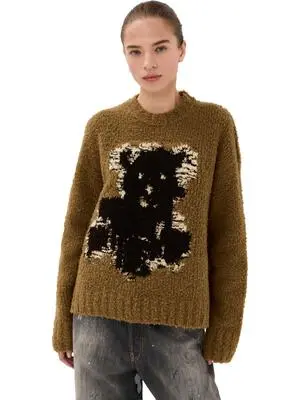 Acne Studios Teddy Animation Crewneck Sweater - Khaki Beige