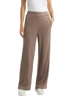 Rails Ellery Rib Wide Leg Pants - Heather Latte