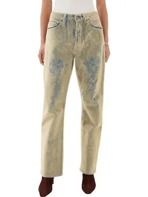 Acne Studios Loose-fit Flocked Denim - Blue/beige