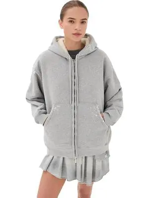 Acne Studios Hooded Zip-up Sweatshirt - Grey Melange