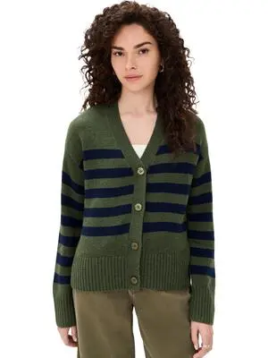 Kule Striped Wool-cashmere Blend Sweater - Olive/navy