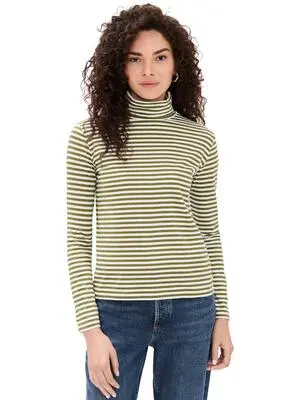 Kule The Turtleneck - Olive/cream Ministripe