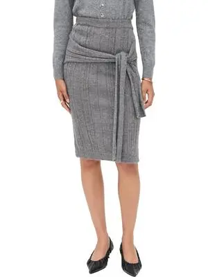 SIMONETT Stripe Knit Wrap Skirt - Gray