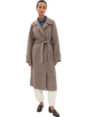 Varley Tomlinson Belted Long Coat - Deep Taupe/sandshell Micro
