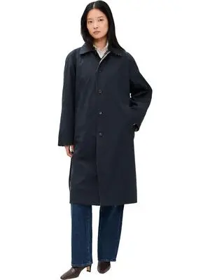 Pixie Market Reversible Plaid Trench Coat - Navy