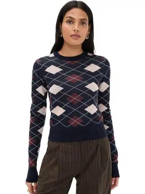 FAVORITE DAUGHTER The Henry Merino Wool Argyle Sweater - Navy Argyle
