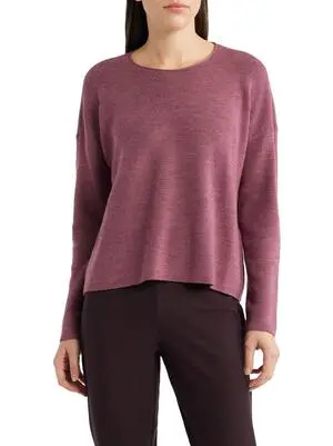 Eileen Fisher Crewneck Wool Sweater - Tea Rose