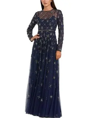 Mac Duggal Crystal Embellished Evening Gown - Midnight