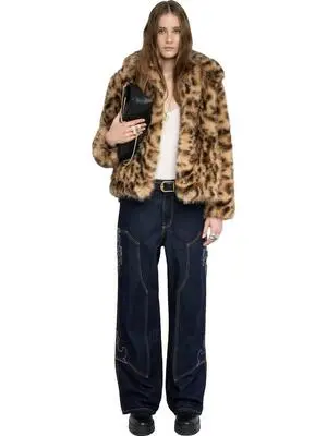 Zadig&Voltaire Leopard Print Faux Fur Coat - Brown