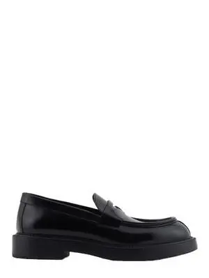 Emporio Armani Brushed Leather Loafers - Black