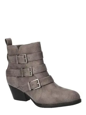 BELLA VITA Bowie Buckle Strap Bootie - Grey
