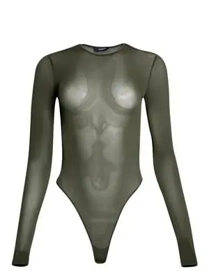 Wardrobe.NYC Sheer Bodysuit Green