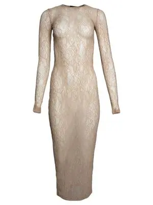 Wardrobe.NYC Lace Long Sleeve Maxi Dress - Khaki