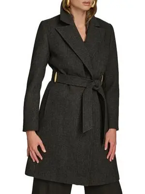 Donna Karan New York Belted Wool-blend Coat - Black