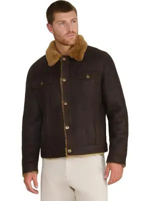FURNIQ UK Alfie Suede Shearling Jacket Brown