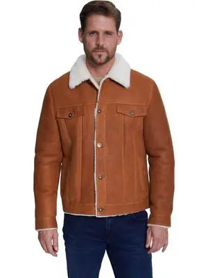 FURNIQ UK Alfie Suede Shearling Jacket Whiskey
