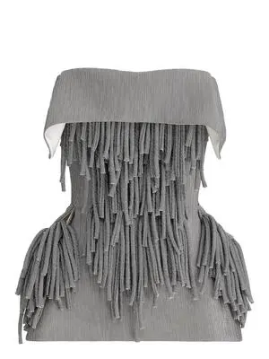 MATICEVSKI Maticevski Utility Fringed Strapless Peplum Top