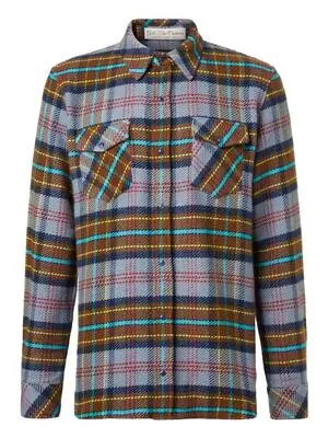 GOD'S TRUE CASHMERE Plaid Cashmere Shirt With Lapis Lazuli - Multicoloured