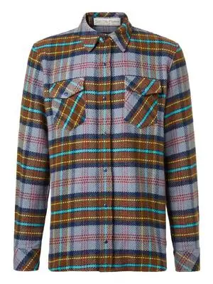 GOD'S TRUE CASHMERE Plaid Cashmere Shirt With Lapis Lazuli - Multicoloured