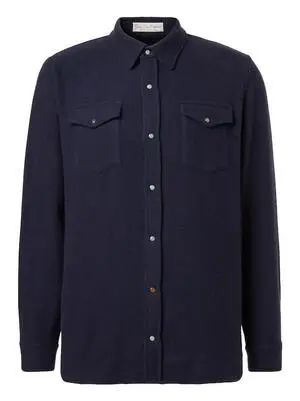 GOD'S TRUE CASHMERE Cashmere Shirt With Emerald Blue