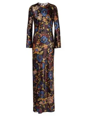 Veronica Beard Gemma Floral Silk-blend Maxi Dress - Black
