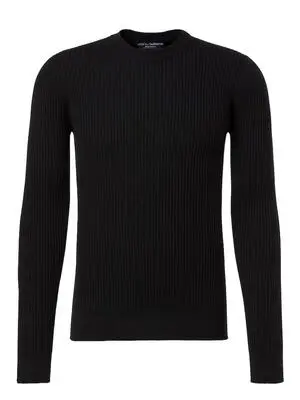 Dolce & Gabbana Virgin Wool Ribbed Top - Black