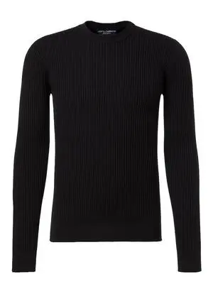Dolce & Gabbana Virgin Wool Ribbed Top - Black