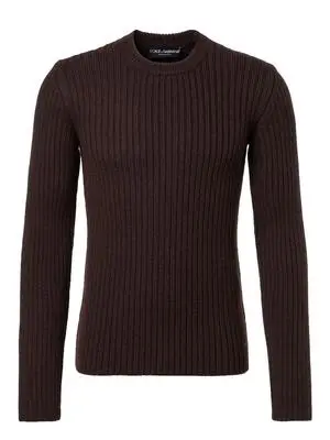 Dolce & Gabbana Ribbed Wool Top - Brown