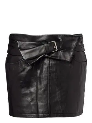 Isabel Marant Clency Belted Leather Miniskirt - Black