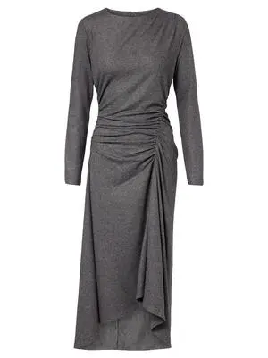 Veronica Beard Theodora Ruched Wool-blend Midi Dress - Grey