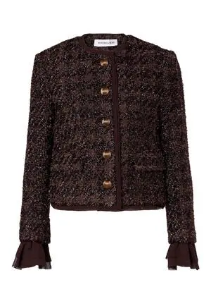 Veronica Beard Audrina Metallic Tweed Jacket - Burgundy