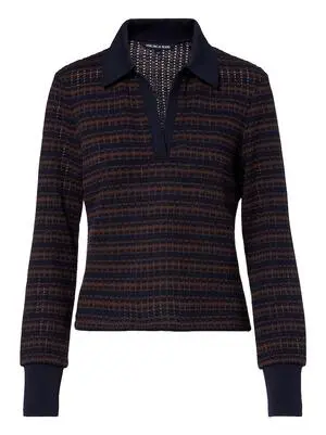 Veronica Beard Kamal Striped Polo Sweater - Blue