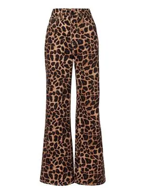 Veronica Beard Leopard Print Wide-leg Pants - Beige