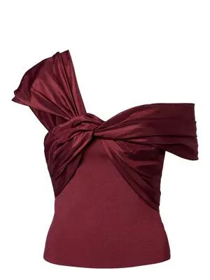 Simkhai Celiana Organza-trimmed Knitted Top - Burgundy