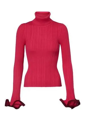 Simkhai Lola Ruffled Turtleneck Sweater - Pink