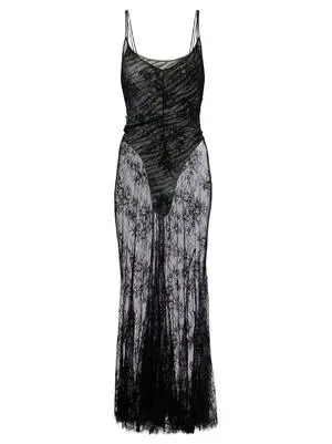 JACQUES WEI Jersey Bodysuit And Silk Maxi Dress Set - Black