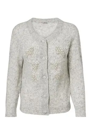 JACQUES WEI Beaded Alpaca And Wool-Blend Cardigan Grey