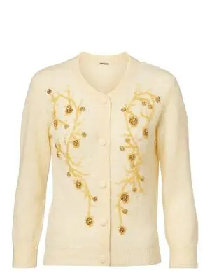 JACQUES WEI Beaded Alpaca And Wool-blend Cardigan - Yellow