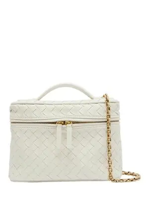 Bottega Veneta Intrecciato Leather Vanity Bag - White