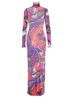 Emilio Pucci Orchidee Mesh Maxi Dress Multicoloured