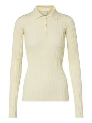 Calvin Klein Amber Wool Polo Sweater - Yellow