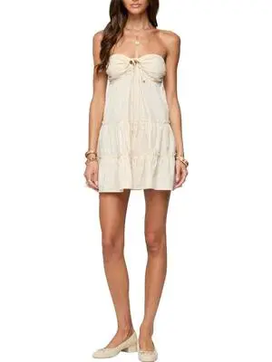EDIKTED Safie Strapless Tiered Minidress - Cream