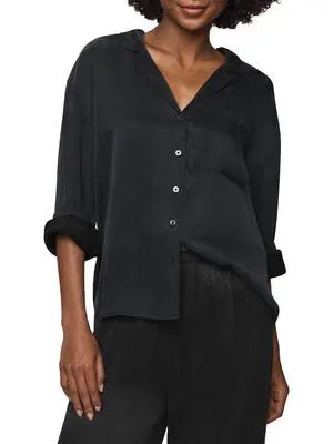 Splendid Serena Satin Shirt - Black