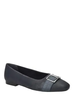 EASY WORKS BY EASY STREET Keely Flat - Navy Matte-croco