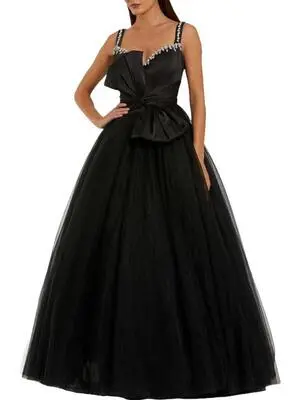 Mac Duggal Sleeveless Tulle Ballgown With Bow - Black