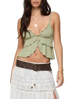EDIKTED Kailan Ruffle Babydoll Camisole - Sage