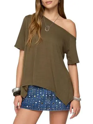 EDIKTED Oversized Handkerchief Hem Top - Olive