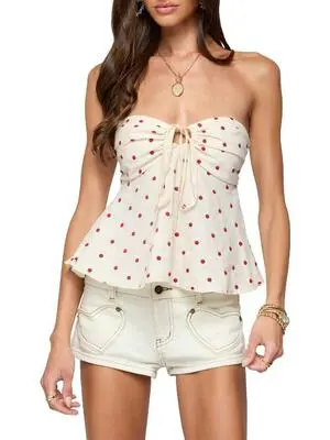 EDIKTED Strapless Peplum Top - Cream