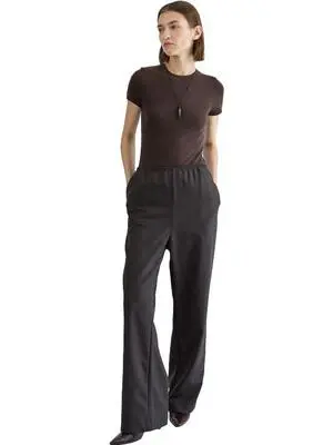 Almina Concept Wool Blend Straight Leg Pants Dark Brown