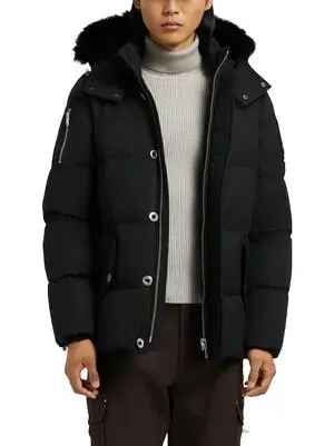 Moose Knuckles Original 3q Shearling Trim Puffer Jacket - Blk Wblk S